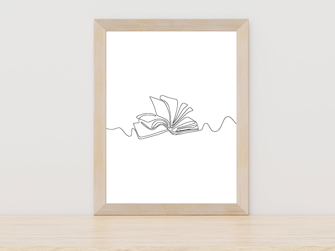 Minimalist Book Line Art, Reader Poster, Reading Printable, Reading ...