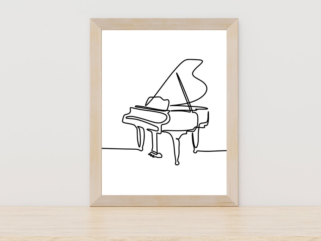 Minimalist Grand Piano Line Art, Instrument Line Art Print, Music ...