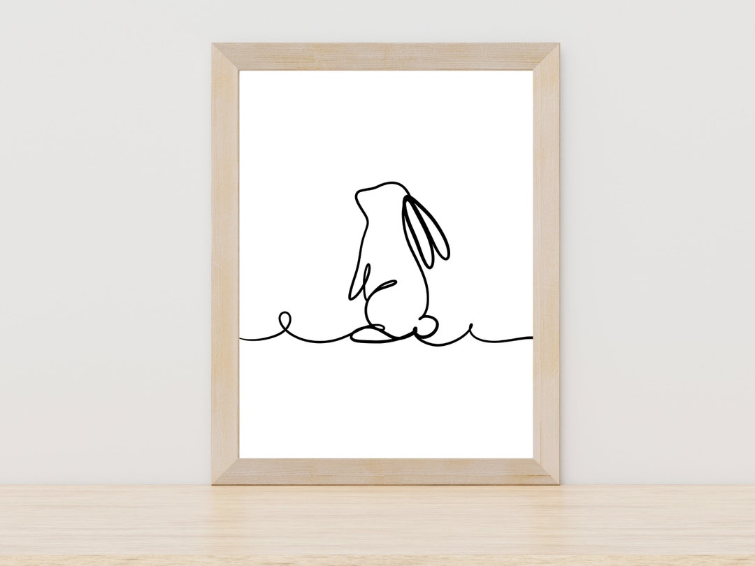 Bunny Line Art Rabbit Print Bunny Print Abstract Animal Wall Decor ...