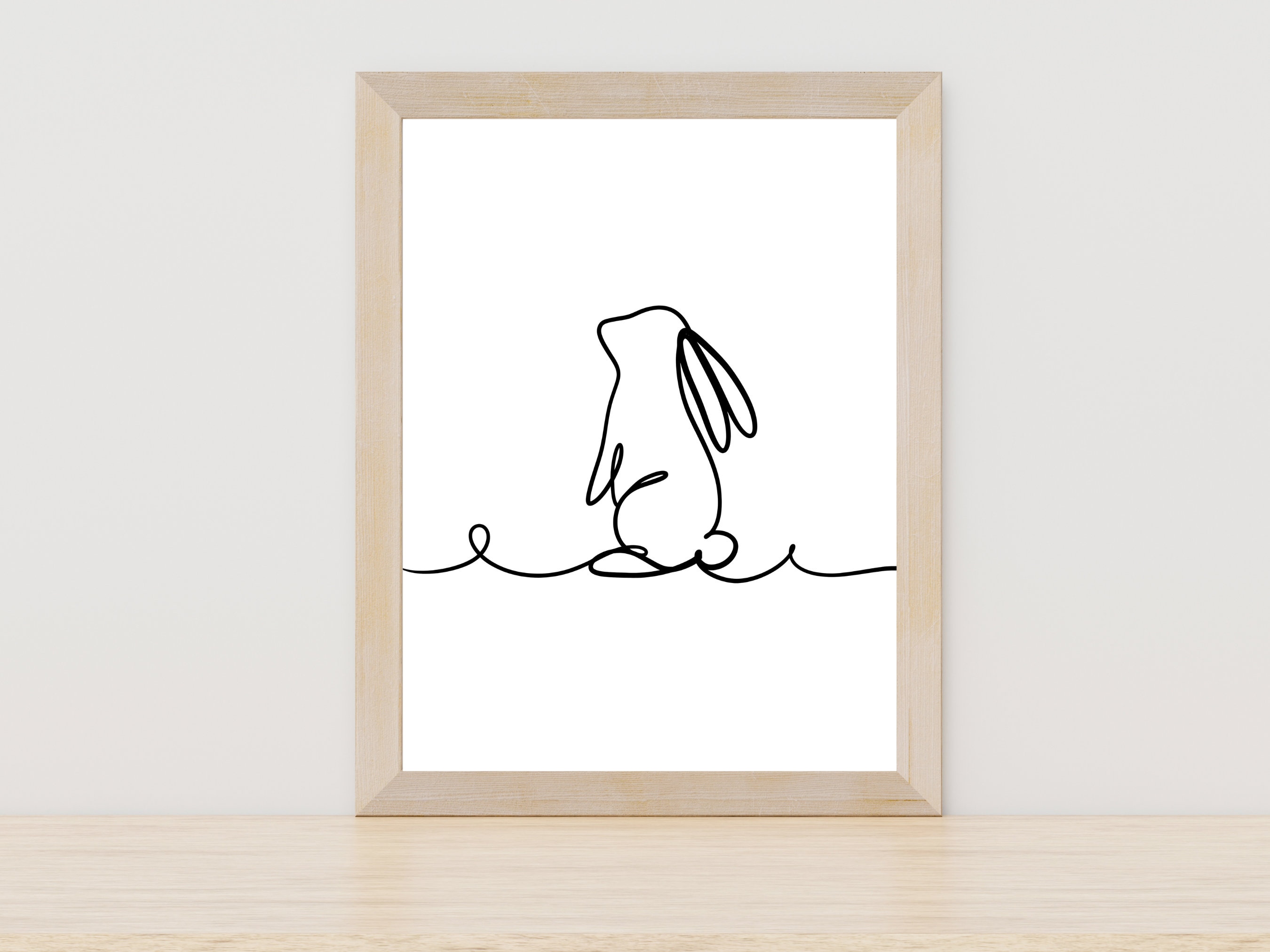 Bunny Line Art Rabbit Print Bunny Print Abstract Animal Wall Decor ...