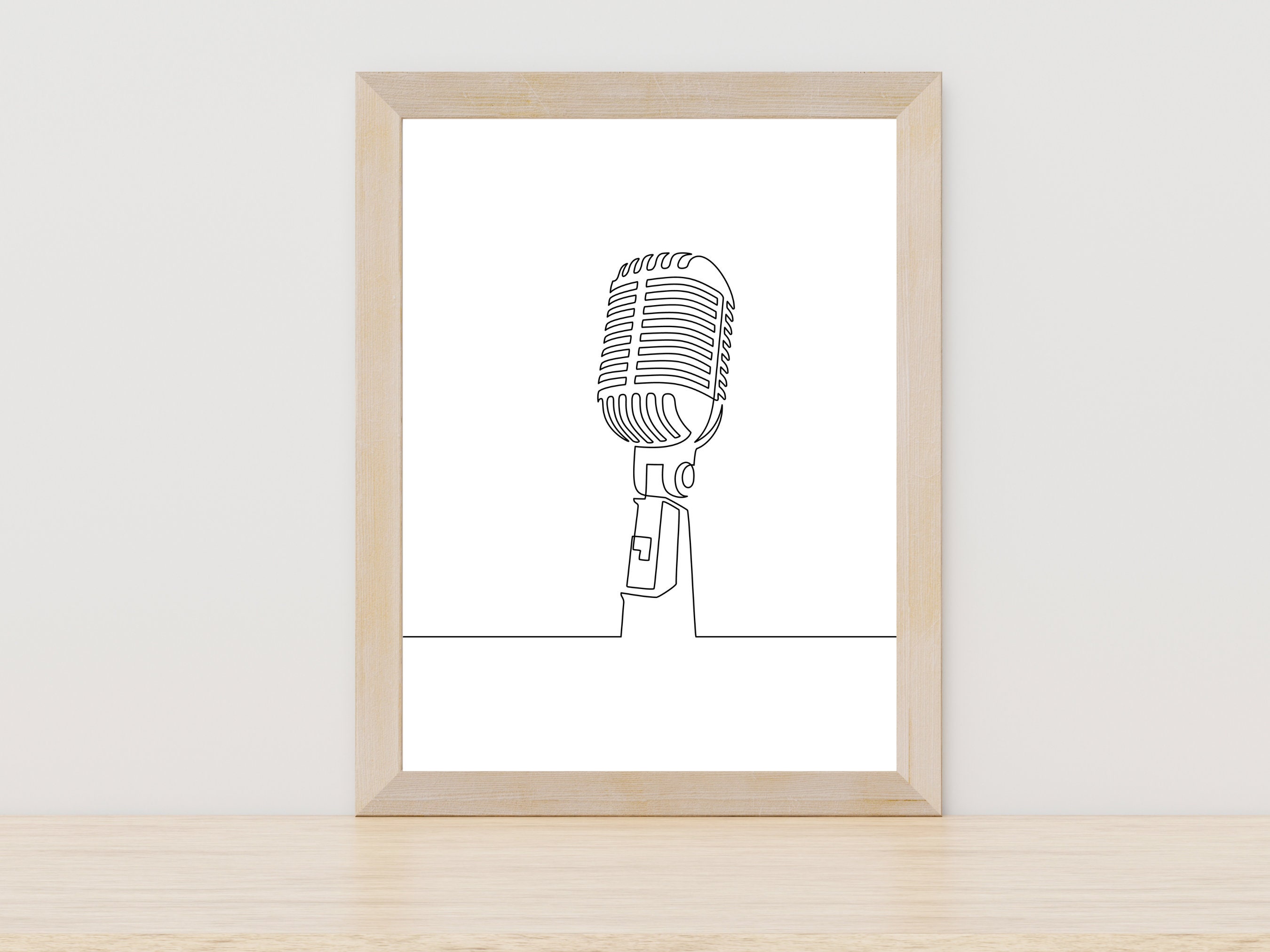 Vintage Microphone Line Art, Microphone Vintage Print, Microphone ...