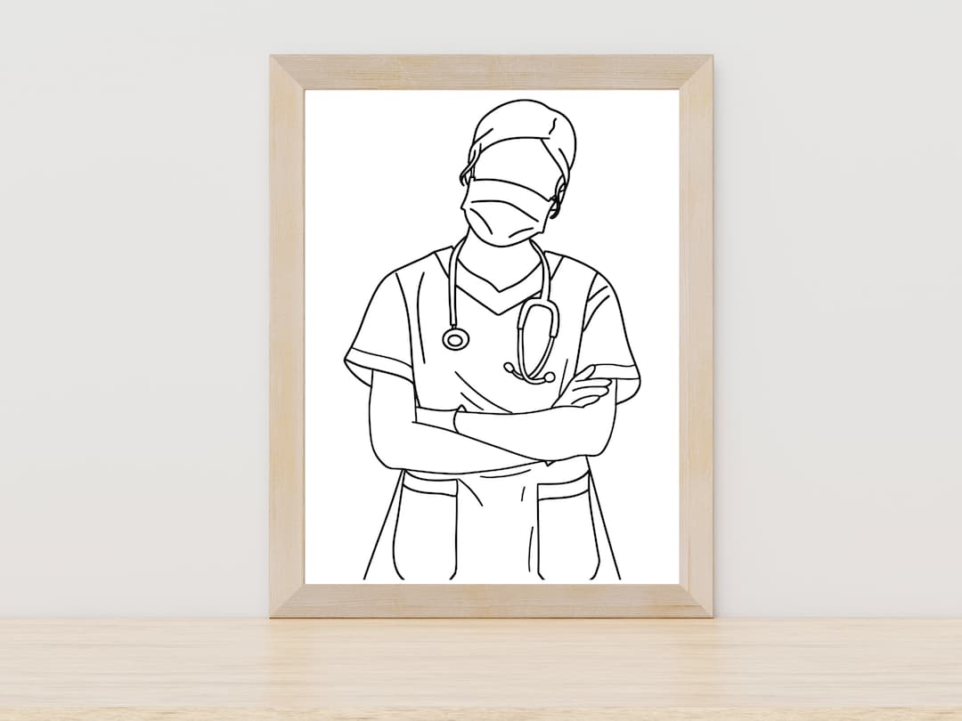 Nurse Line Art, Nursing Art, Nurse Gift, Nurse Office Decor, Nurse ...