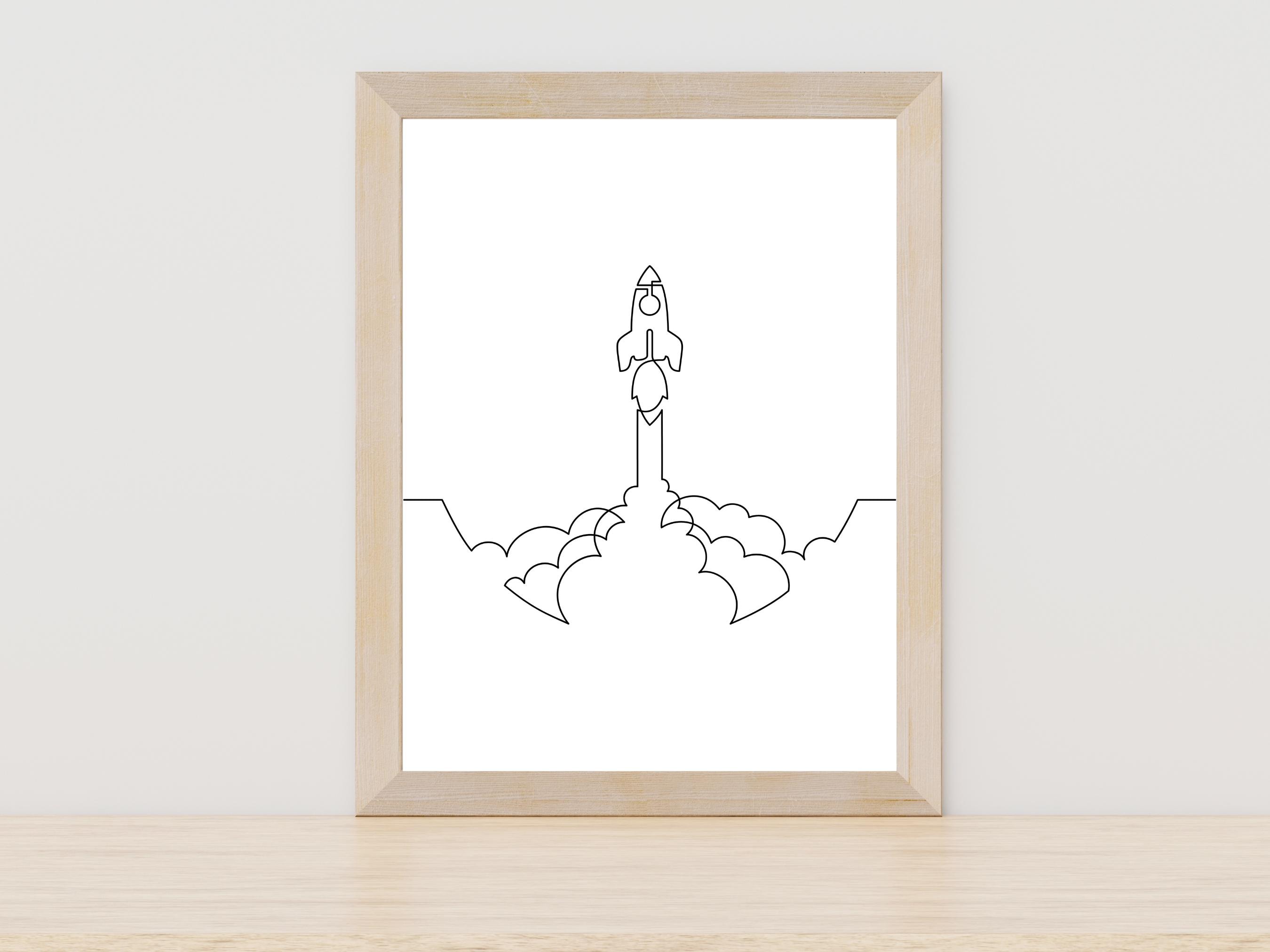Spaceship Line Art - Etsy