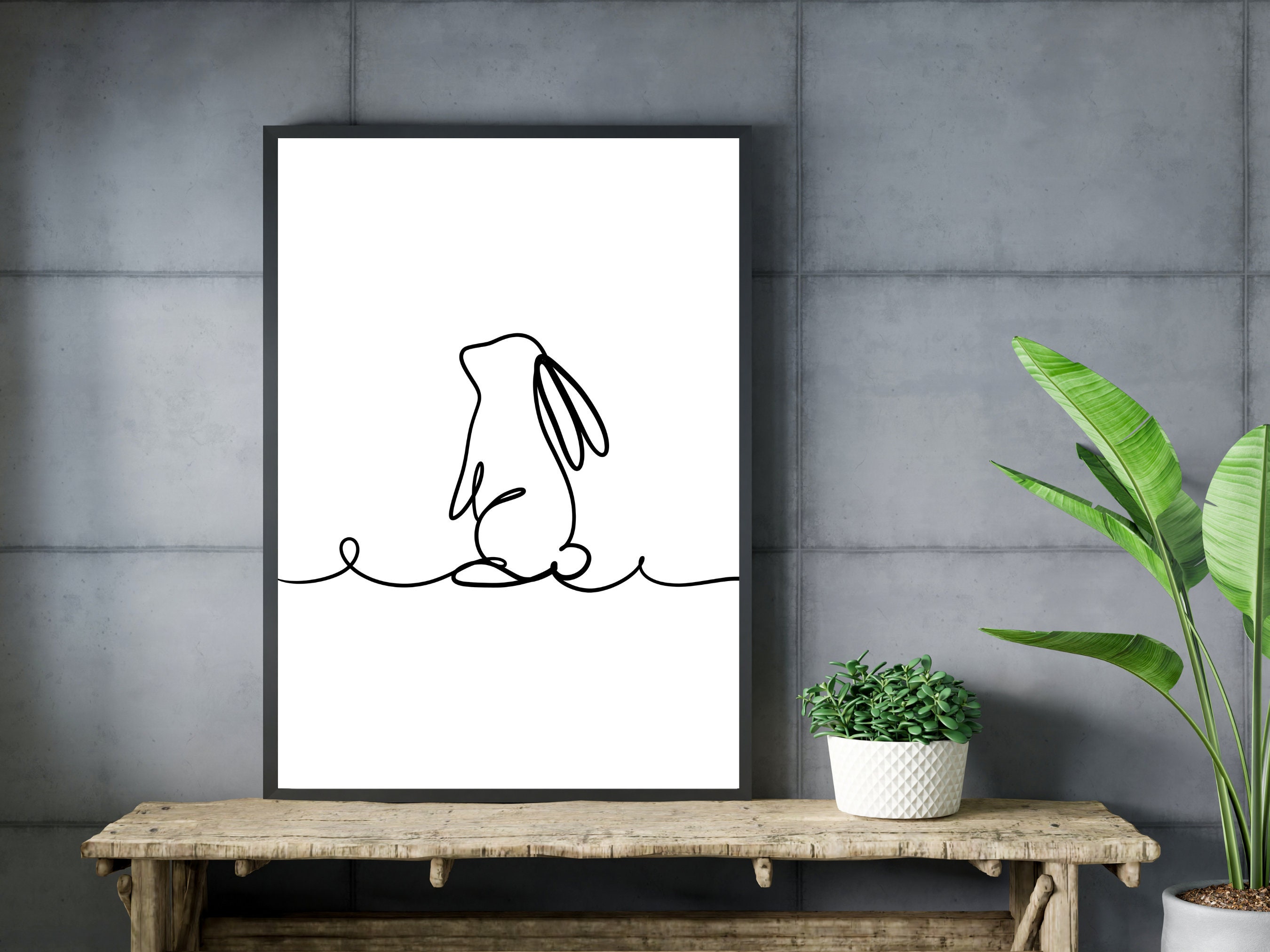 Bunny Line Art Rabbit Print Bunny Print Abstract Animal Wall Decor ...