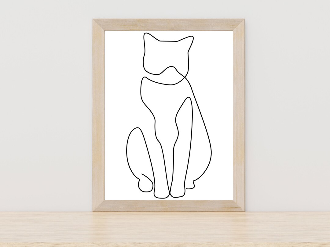 Cat Line Drawing Print Cat Line Art Cat Lover Gift Custom - Etsy