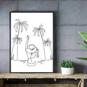 Minimalist Landscape Line Art Sea Ocean Island Printable - Etsy