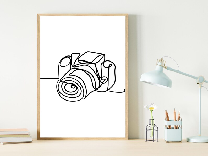 Camera Line Art DSLR Camera Line Art Drawing Photographer Digital ...