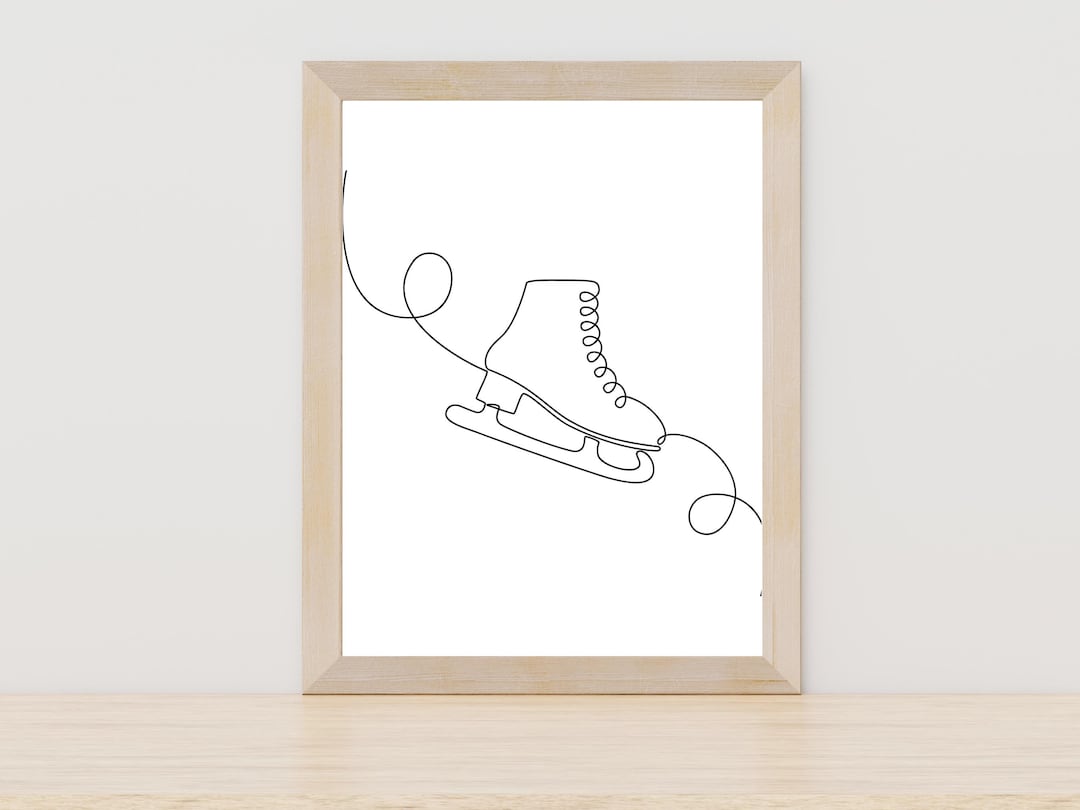 Ice Skate One Line Artwork, Ice Skates Minimal Sketch, Skating Drawing ...