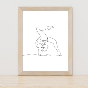 Gymnast Line Art Gymnastics Wall Art Gymnast Gift for Gymnastics Girl ...