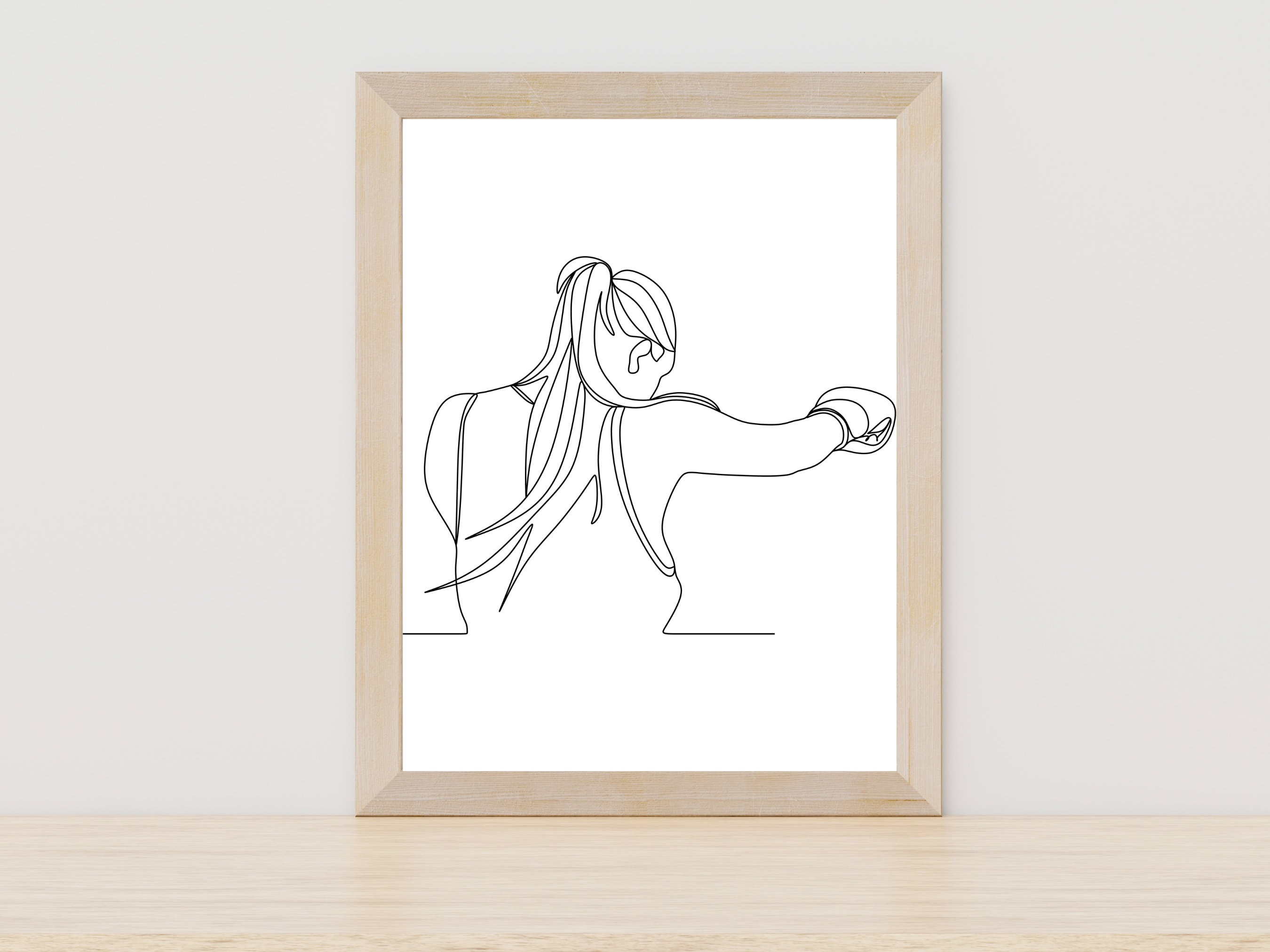 Boxing Line Art Female Boxer Wall Art Extreme Sport Printable Athlete ...