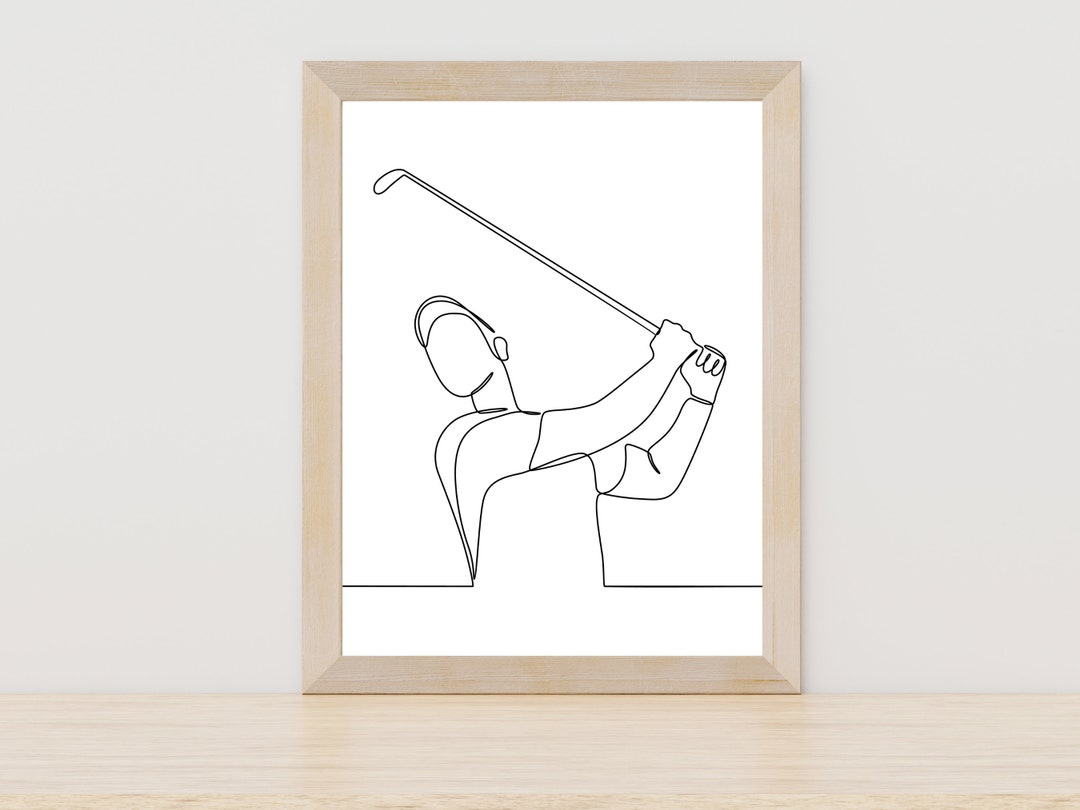Minimal Line Art Golf Poster, Golf Player Line Art, Golfing Wall Art ...