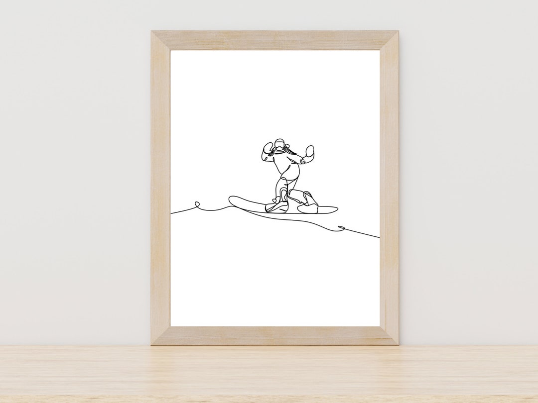 Snowboarding Line Art Skier Printable Winter Sport Line Art Extreme ...