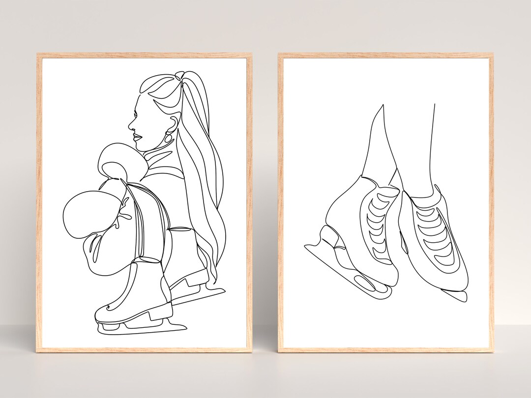 Figure Skating Line Art, Ice Skater Line Art, Ice Skates Line Art ...