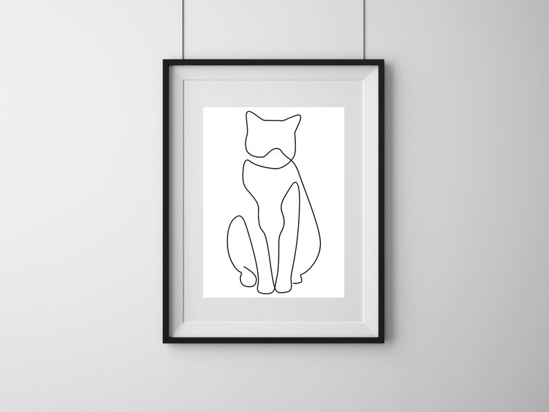 Cat Line Drawing Print Cat Line Art Cat Lover Gift Custom - Etsy