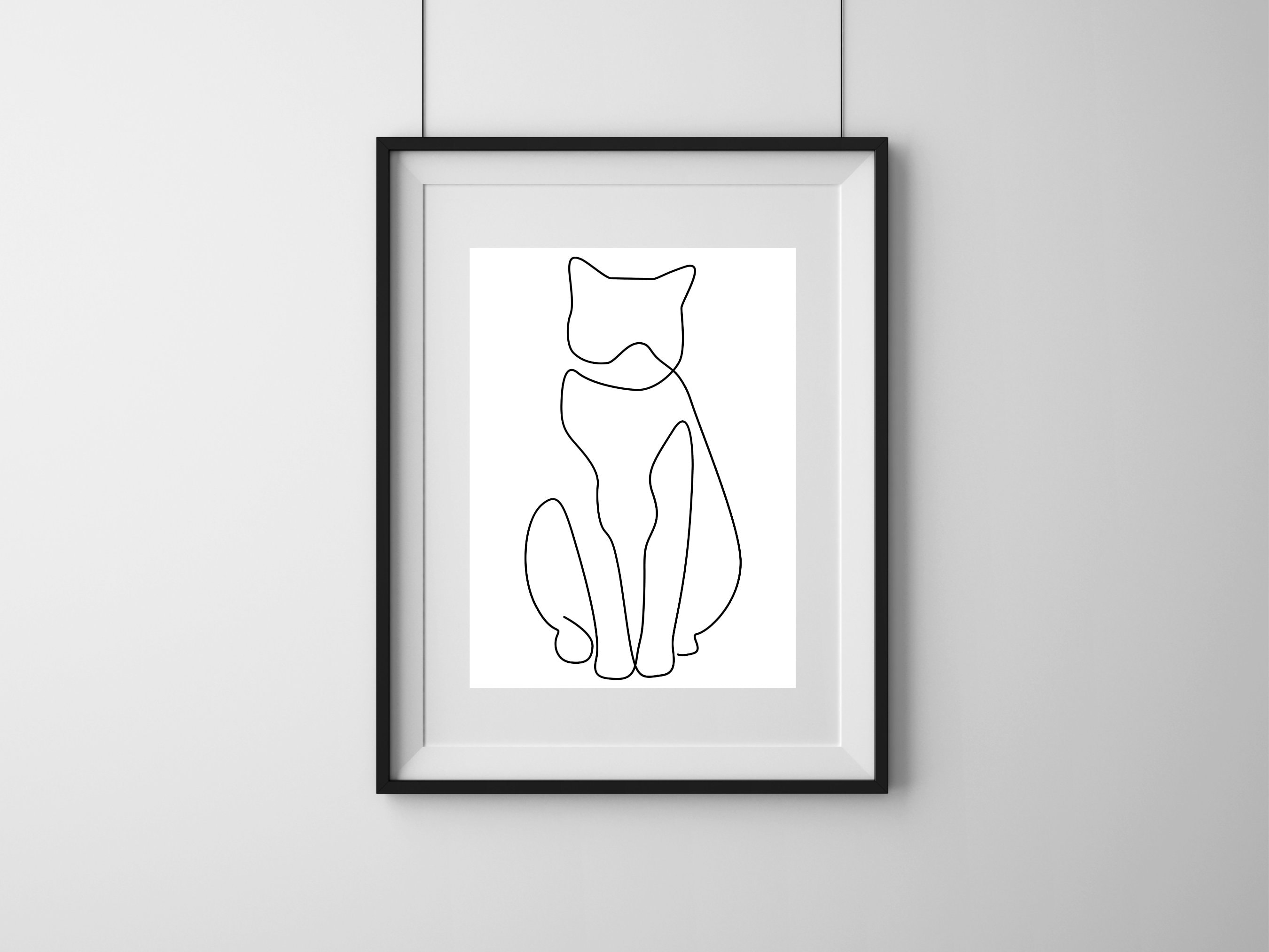 Cat Line Drawing Print Cat Line Art Cat Lover Gift Custom - Etsy