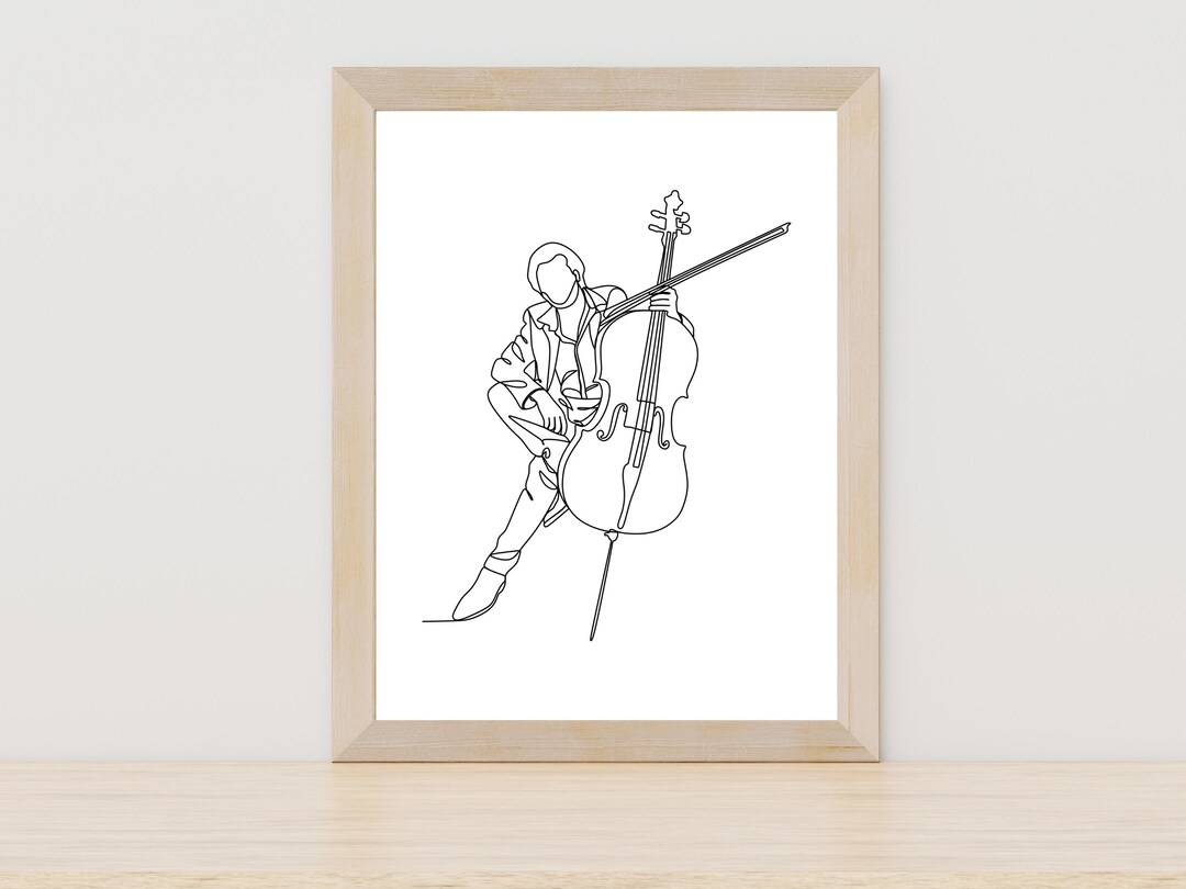 Minimalist Cello Line Art, Orchestra, Music, Musician Art, Music Wall ...