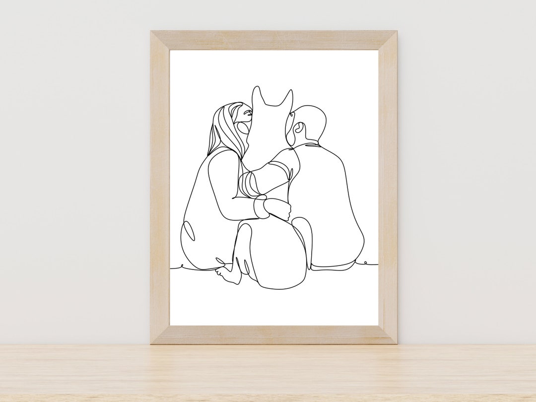Pet Owner Line Art Family Line Art Dog Line Art Pet Line Drawing Single ...