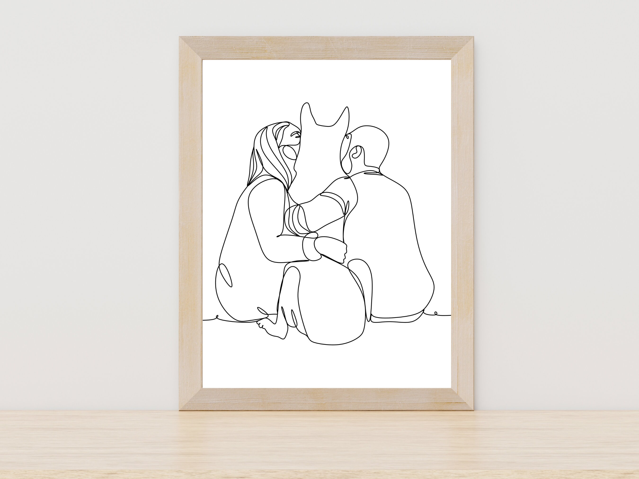 Pet Owner Line Art Family Line Art Dog Line Art Pet Line Drawing Single ...