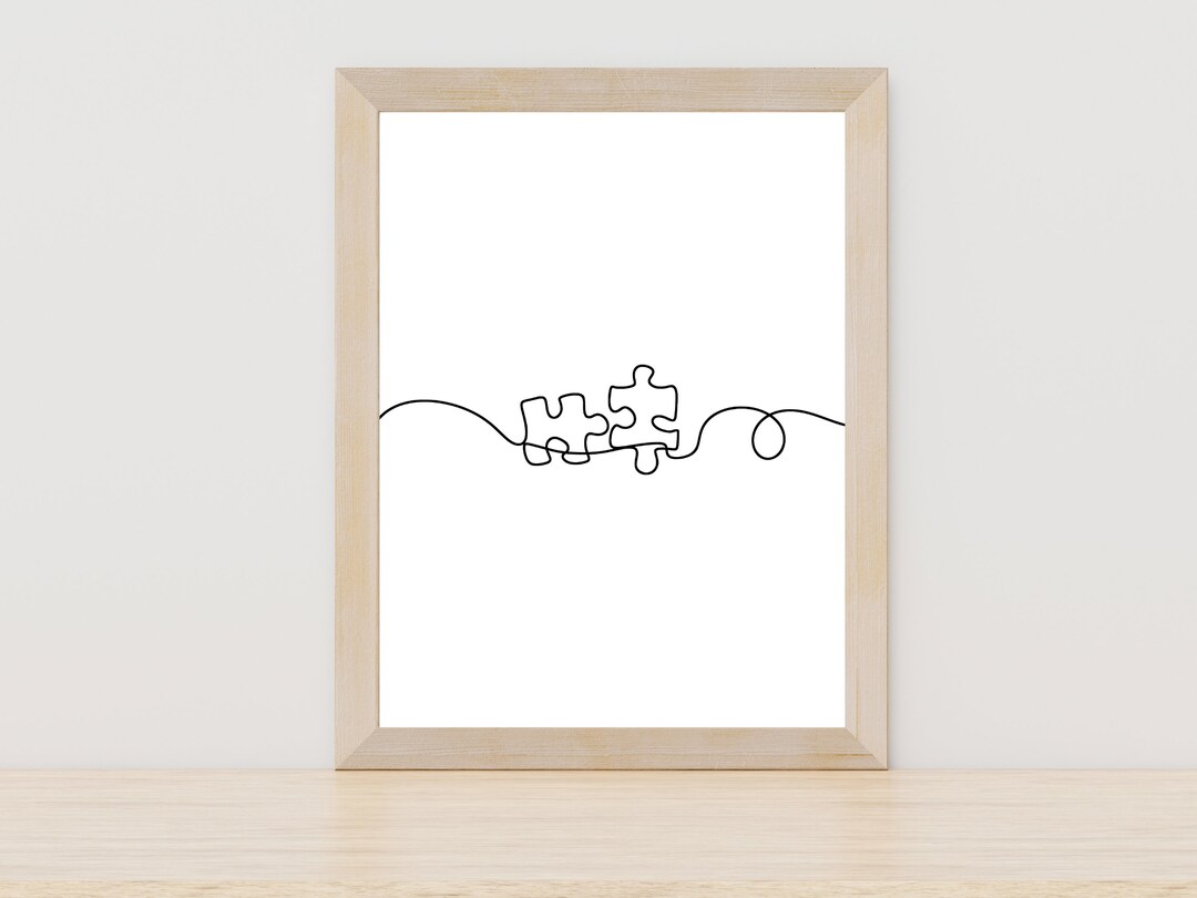 Autism Puzzle Line Art Autism Awareness Wall Art Be Kind Autism Art ...