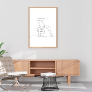 Gymnast Line Art Gymnastics Wall Art Gymnast Gift for Gymnastics Girl ...