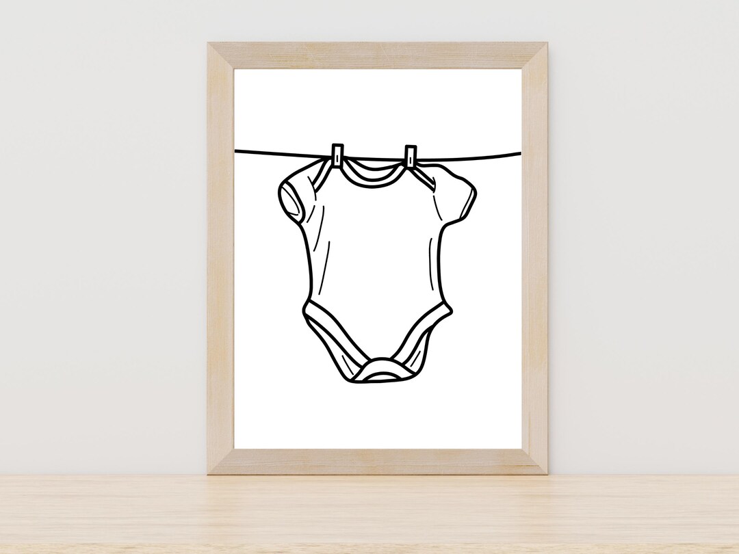 Baby Onesie Line Art, Nursery Line Art, Nursery Wall Decor, Baby ...
