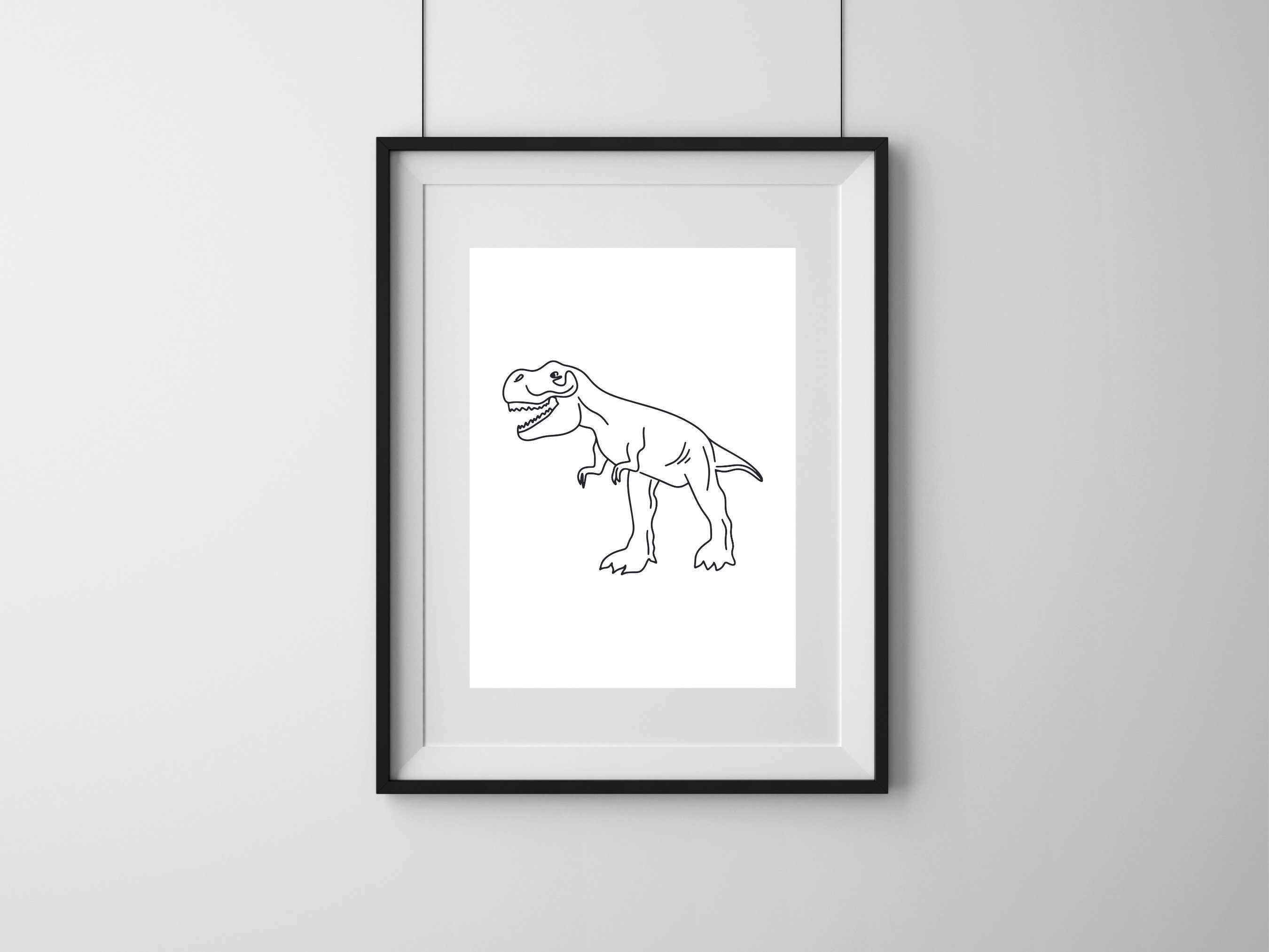 Tyrannosaurus Rex Line Art Modern Printable T-rex Drawing - Etsy