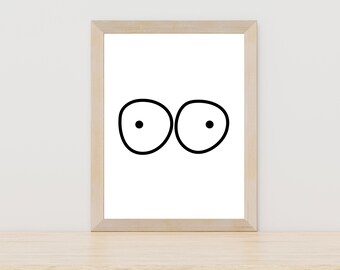 Boob Line Art Print - Etsy