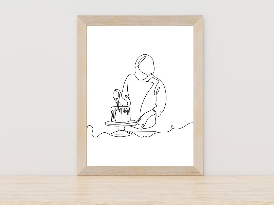 Minimalist Male Chef Line Art Chef Gift One Line Digital - Etsy