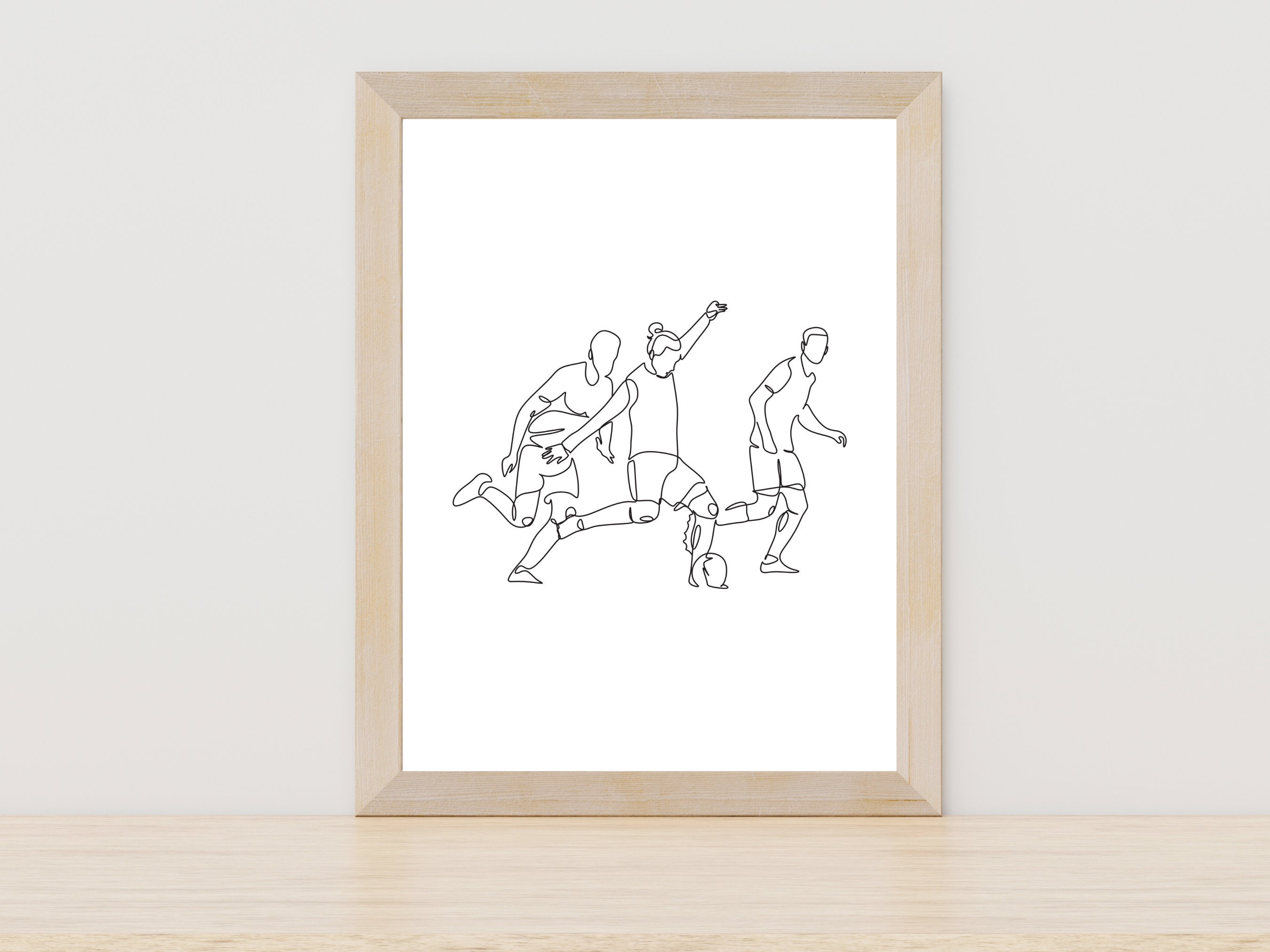Soccer Team Line Art, Boys Room Decor, Soccer Player, Printable Digital ...