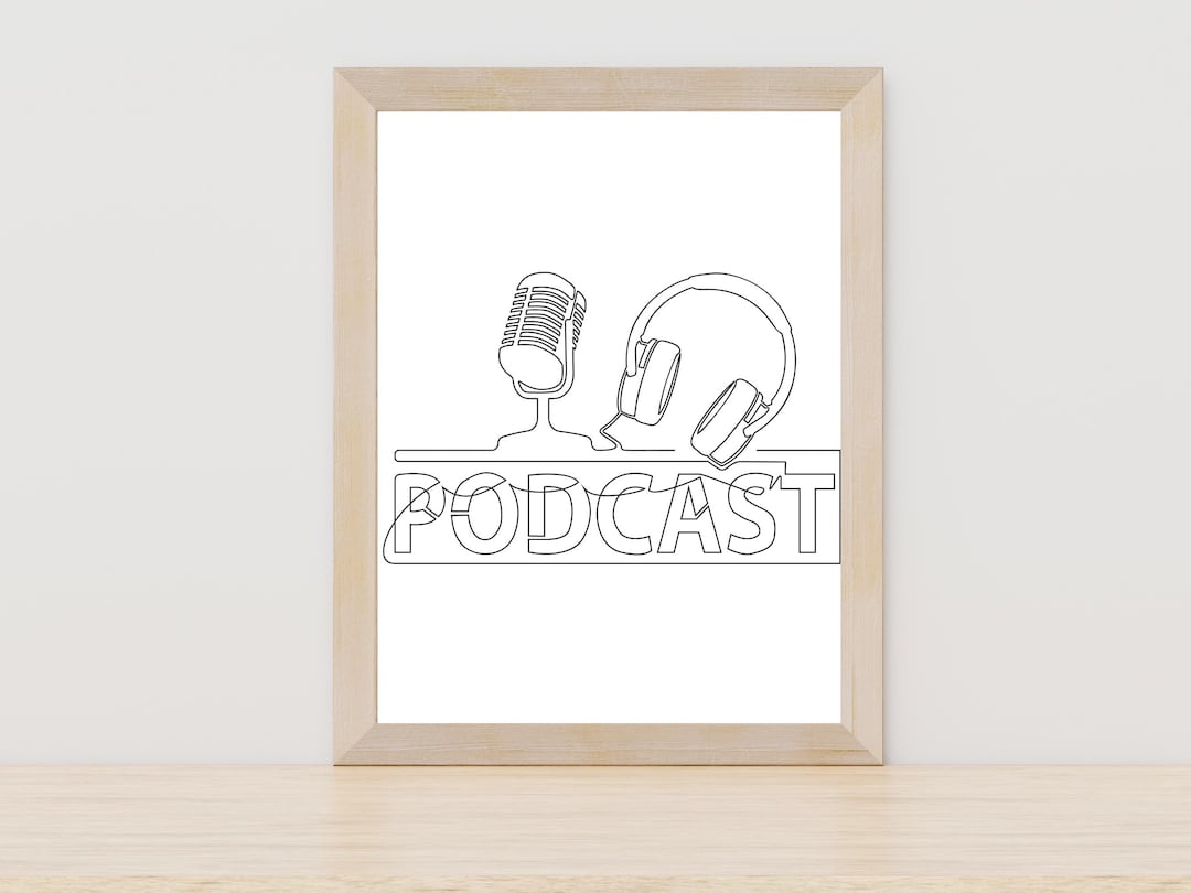 Podcast Line Art Print, Digital Podcast Wall Art, Modern Podcast ...