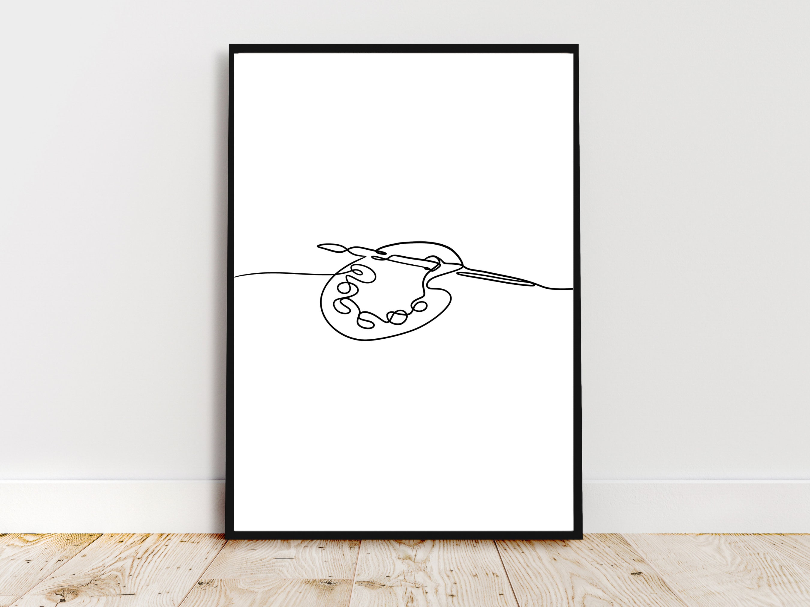 Minimalist Painting Pallet Line Art, Brush Prints, Painter Line Art ...