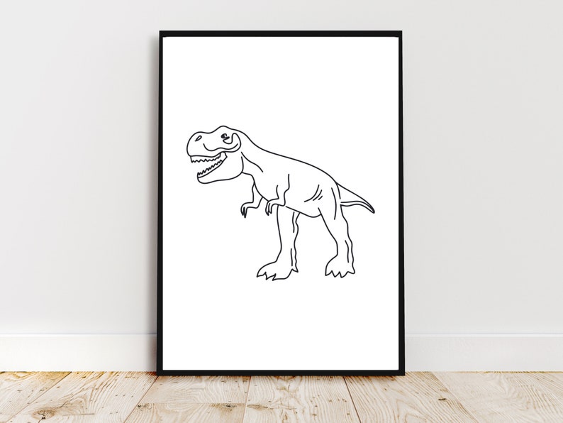 Tyrannosaurus Rex Line Art Modern Printable T-rex Drawing - Etsy