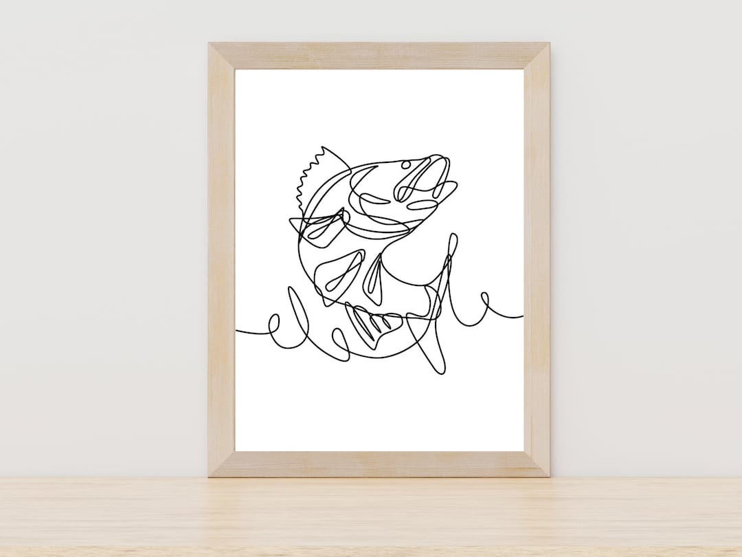 Fish Line Art Fishing Wall Art Line Art Fish Beach House Decor Fathers ...