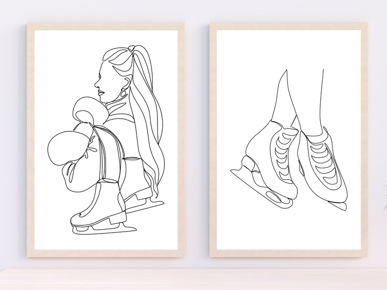 Figure Skating Line Art Ice Skater Line Art Ice Skates Line - Etsy