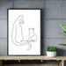 Minimalist Two Cat Line Art, Pet Print, Animal Outline Drawing, Room ...