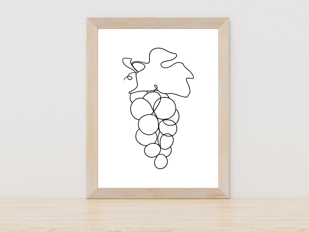 Wine Grapes Line Art, Grape Vine Art, Grape One Line Print, Wine Lovers ...