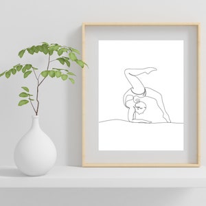Gymnast Line Art Gymnastics Wall Art Gymnast Gift for Gymnastics Girl ...