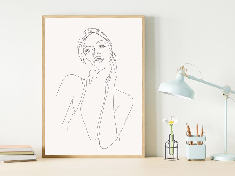 Minimalist Female Line Art Drawing, Woman Line Art Print, Female Line ...