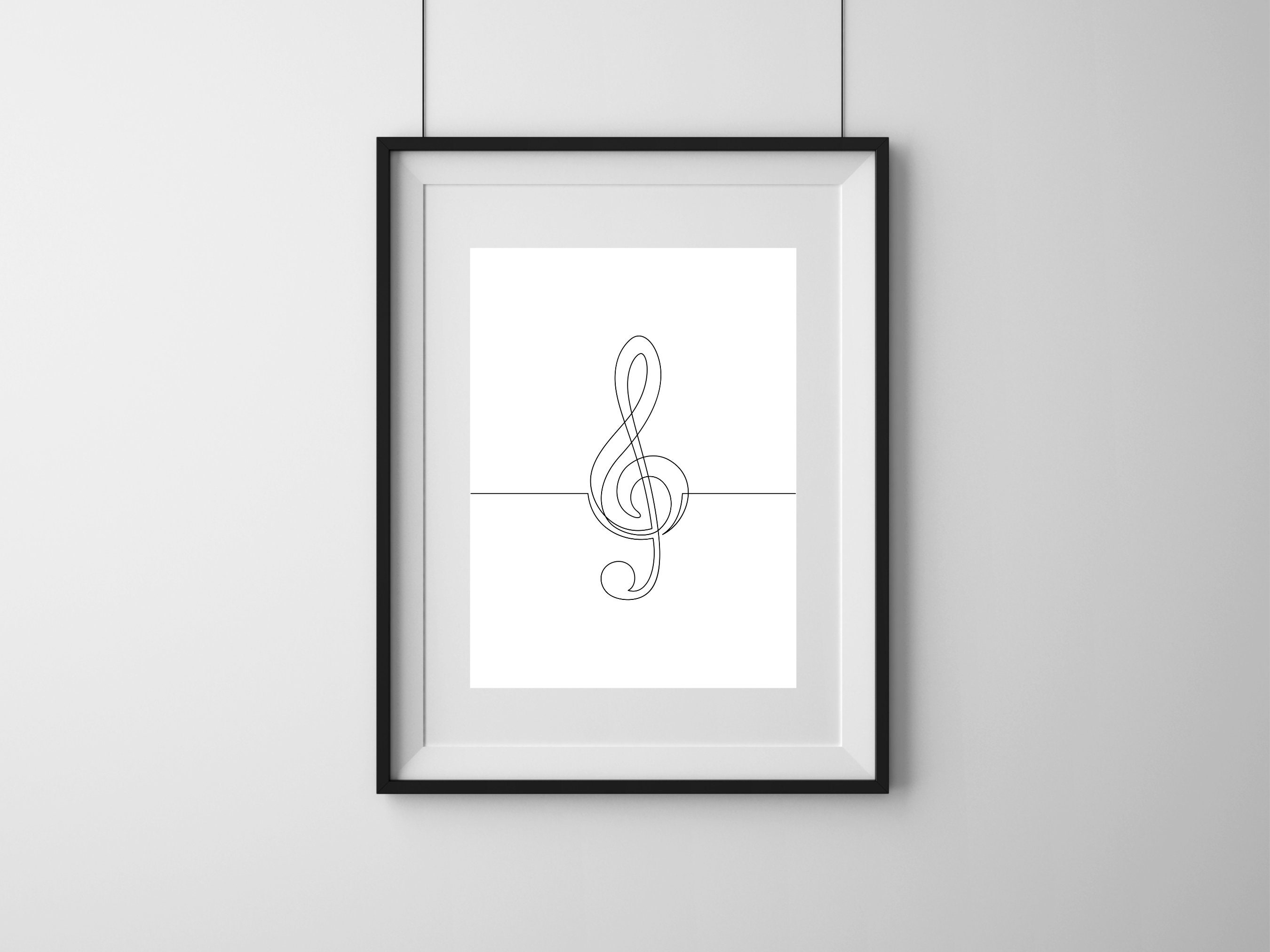 Treble Clef Line Art, Music Note Line Art, Treble Clef, Minimalist ...