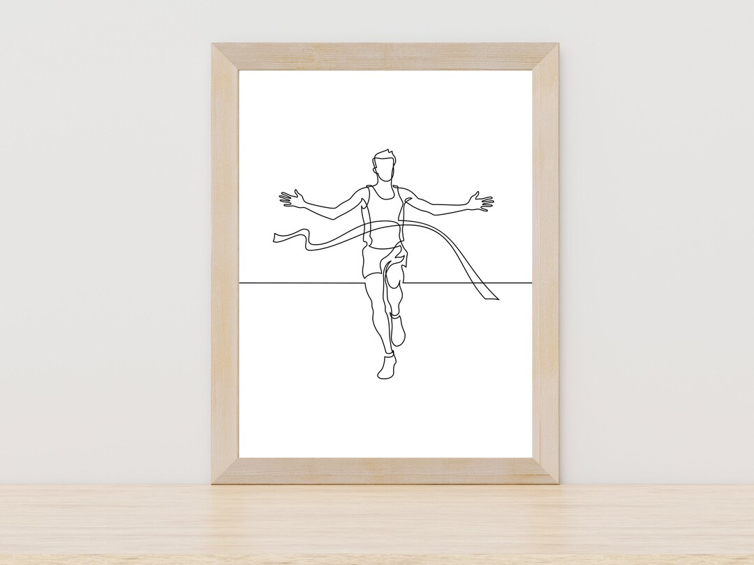 Track Runner Line Art, Track Runner Finishing Race Poster, Sprinter ...
