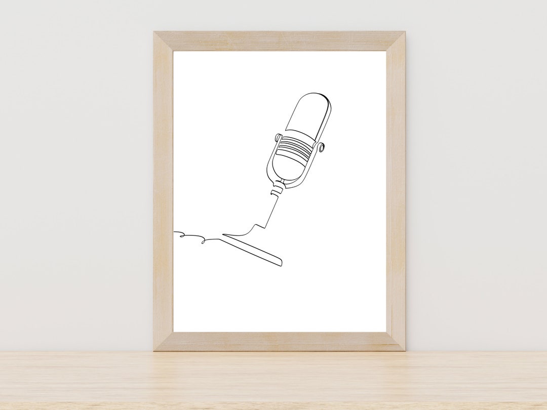 Minimalist Microphone Line Art Digital Download Music Singer Print ...