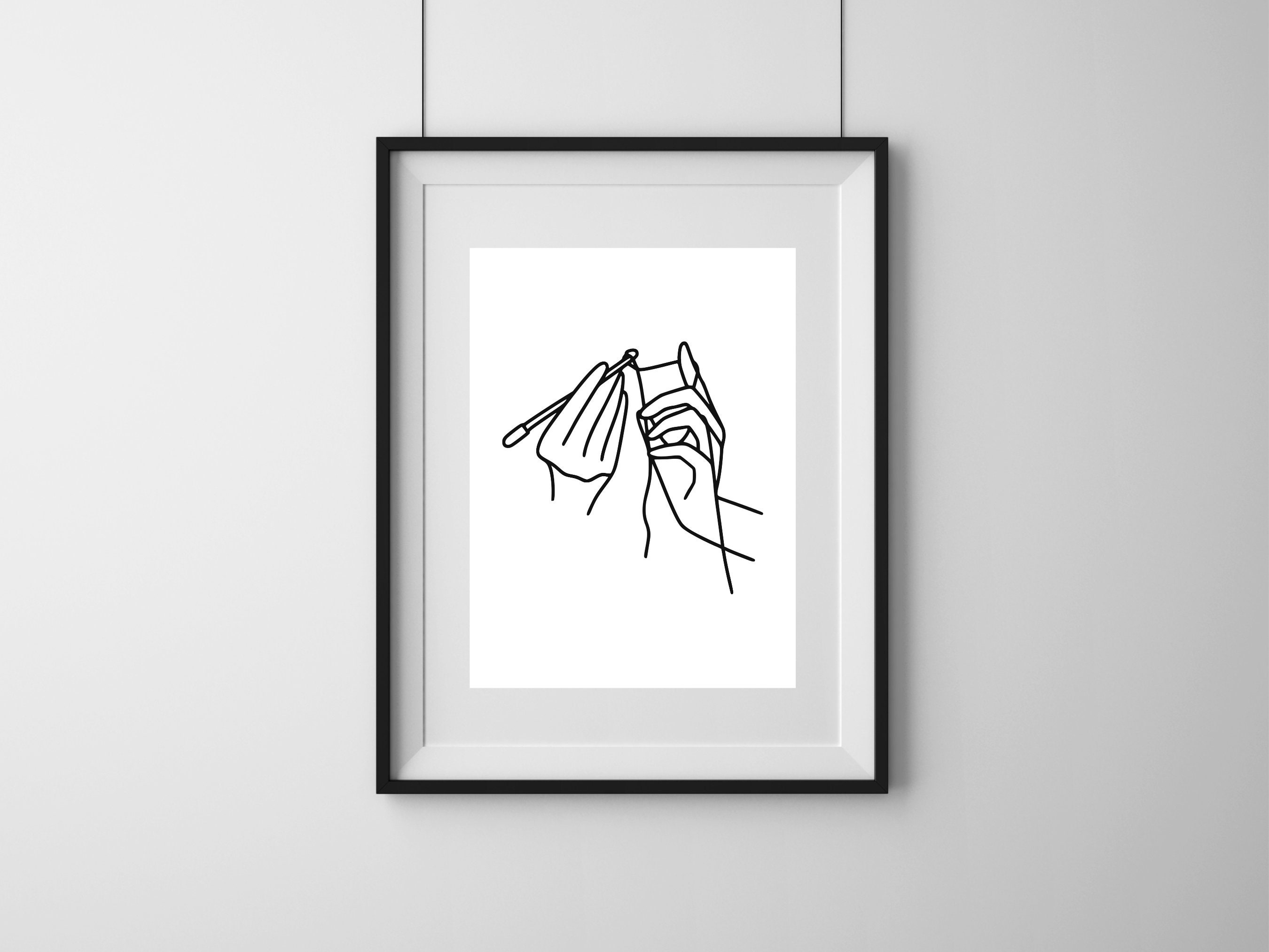 Crochet Line Art Crochet Gifts Sewing Room Decor Hobby Wall - Etsy