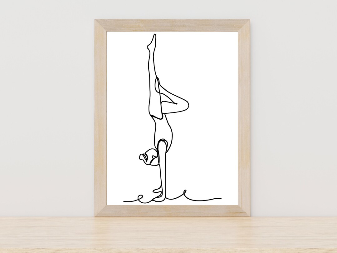 Handstand Line Art Gymnastics Print Gymnast Line Art Gymnastics Poster ...