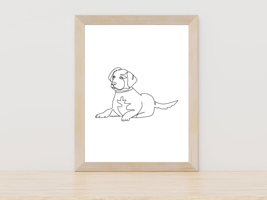Labrador Retriever One Line Drawing Print, Printable Lab Doodle, Dog ...