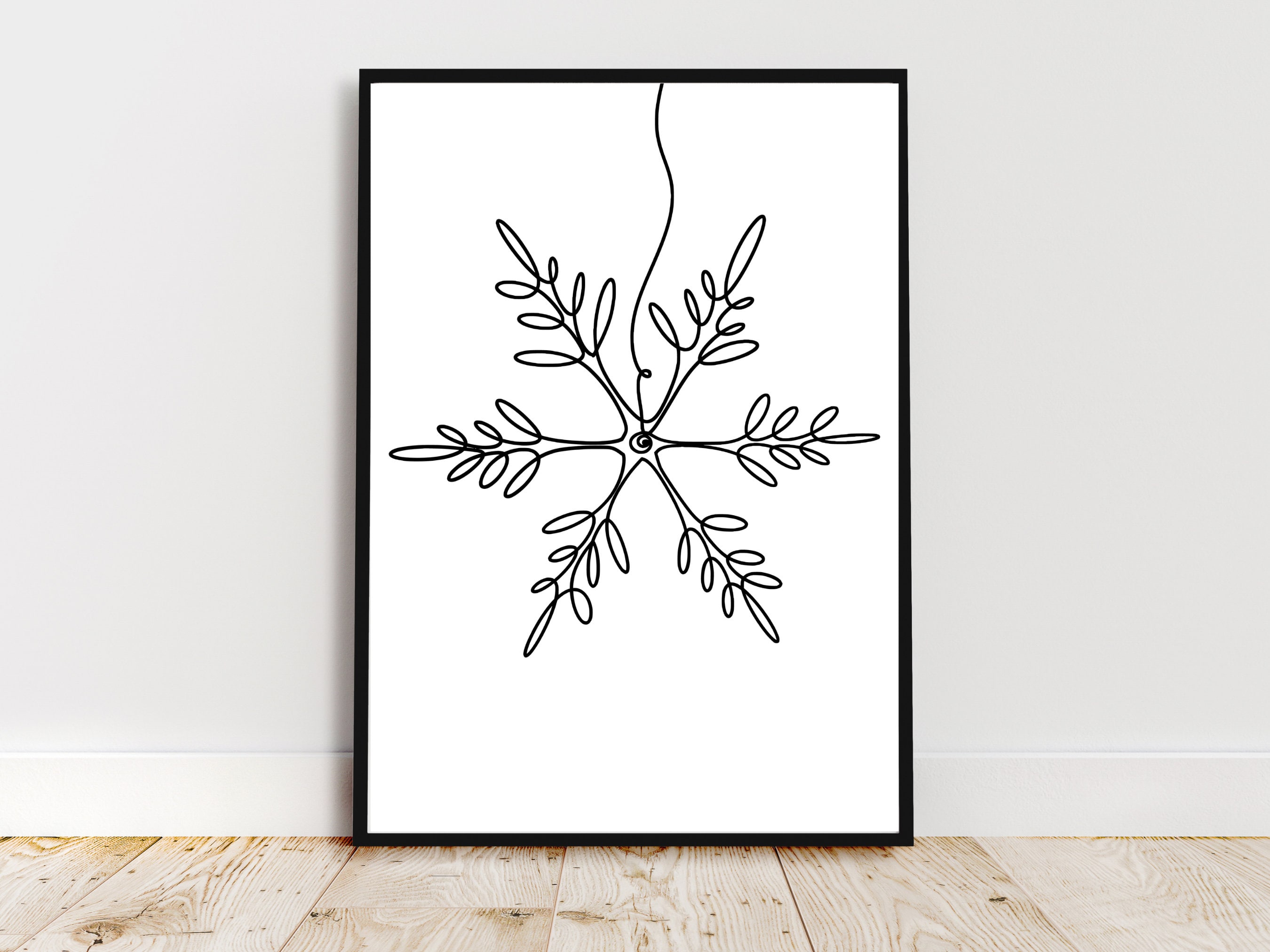 Printable Snowflake Line Art, Downloadable Christmas Wall Decor, Winter ...