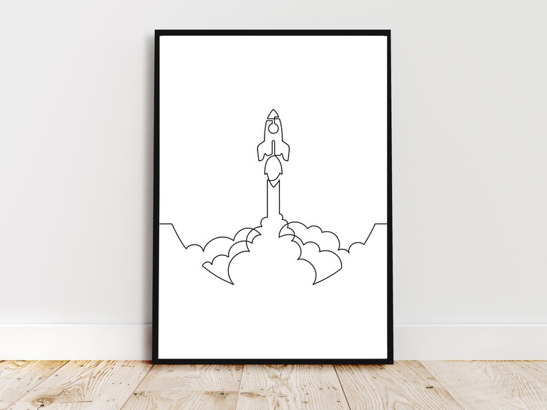 Spaceship Line Art - Etsy