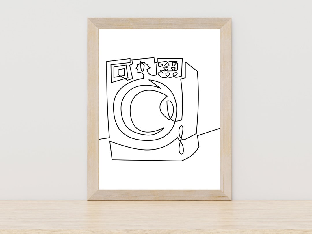 Washer Line Art Laundry Line Art Bathroom One Line Drawing Abstract ...