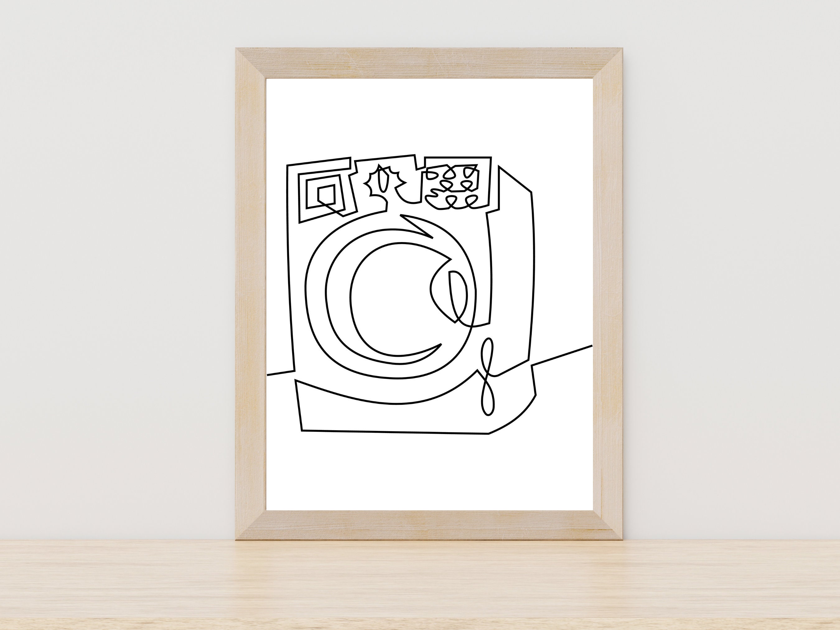 Washer Line Art Laundry Line Art Bathroom One Line Drawing Abstract ...