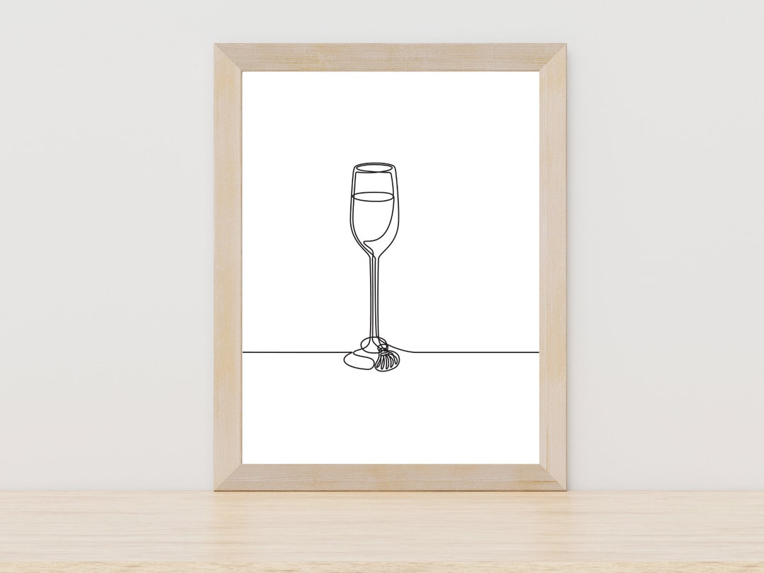 Champagne Glass Line Art Minimalist Glass Line Art Drawing - Etsy