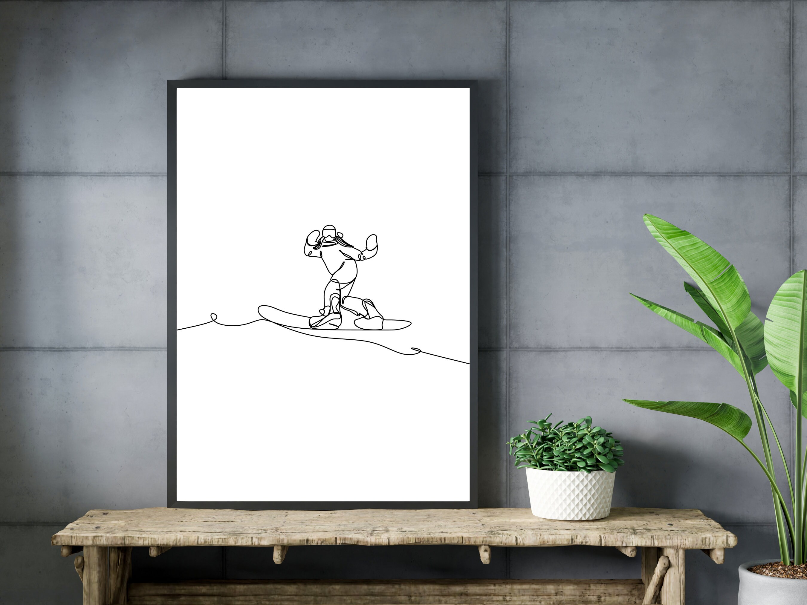 Snowboarding Line Art Skier Printable Winter Sport Line Art Extreme ...